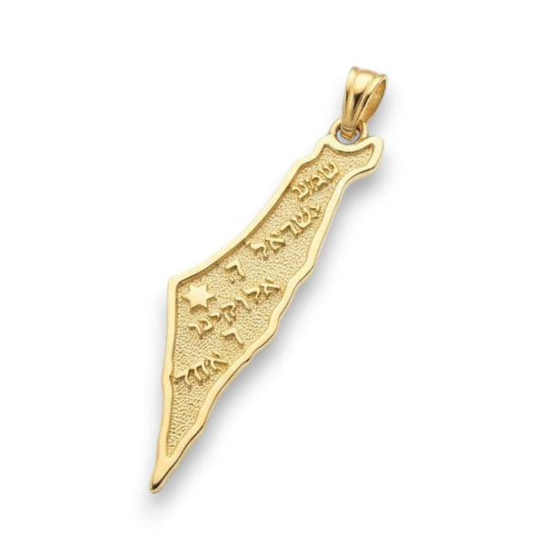 14k Gold Map of Israel Shema Israel Pendant – Yoel's Jewelry